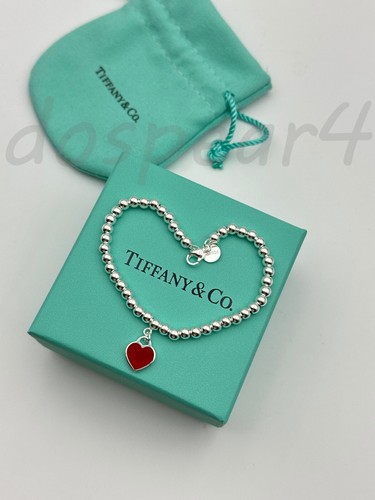 Tiffany Co Sterling "Return To Tiffany" Red Heart Tag Bead Bracelet | eBay