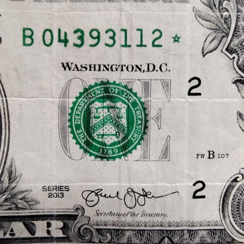 FW Duplicate Serial Number STAR Note B 04393112 ☆ One Dollar $1 Bill ...