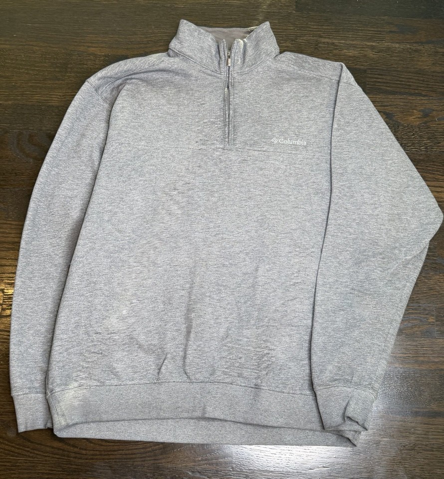 Columbia Sweater Mens Large Long Sleeve 1/4 Zip Mock Neck Knit Gray | eBay