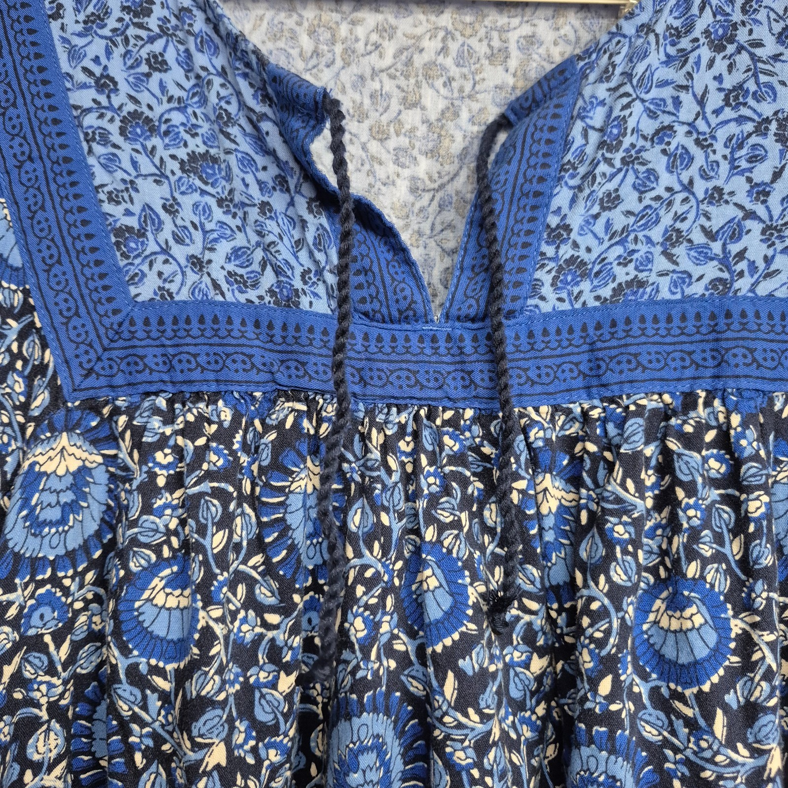 Old Navy Womens XL Dress Tuni Prairie Cottage Core Puff Sleeve Blue ...