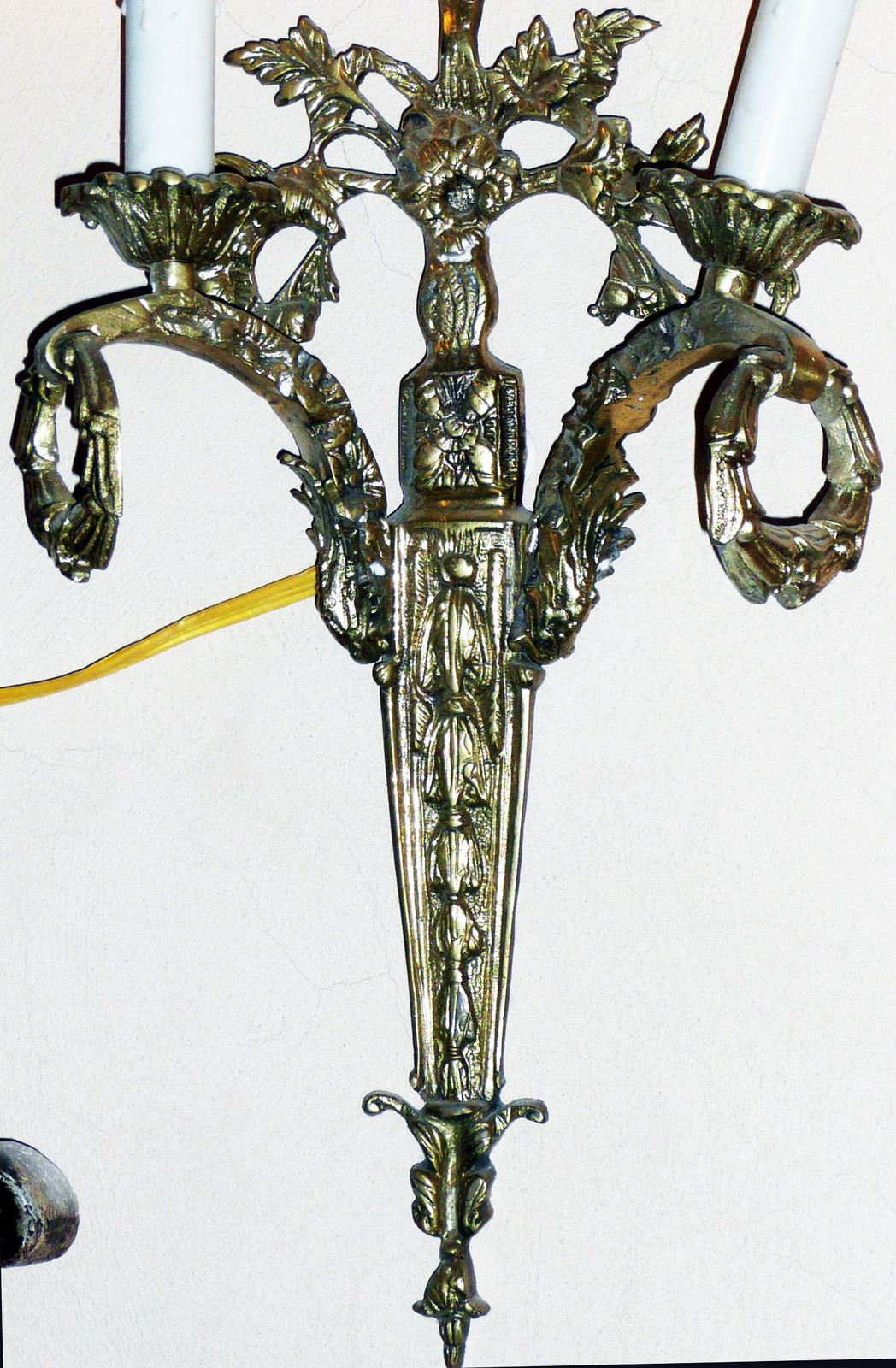 GOLD MESSING KERZEN WAND LAMPE LEUCHTER LÜSTER APPLIKE Antik Barock ...