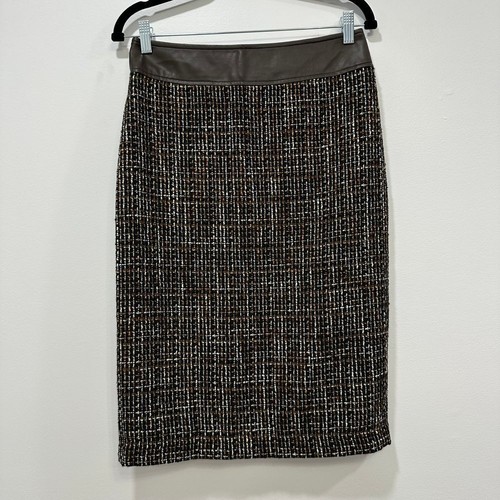 J Mclaughlin Womens Maryl Skirt 6 Brown Tweed Pencil Career Knee Length NWT $188 | eBay