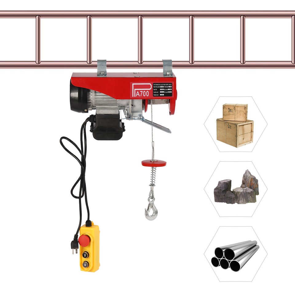 1543lbs Overhead Electric Hoist Crane Lift Garage Winch with Remote ...