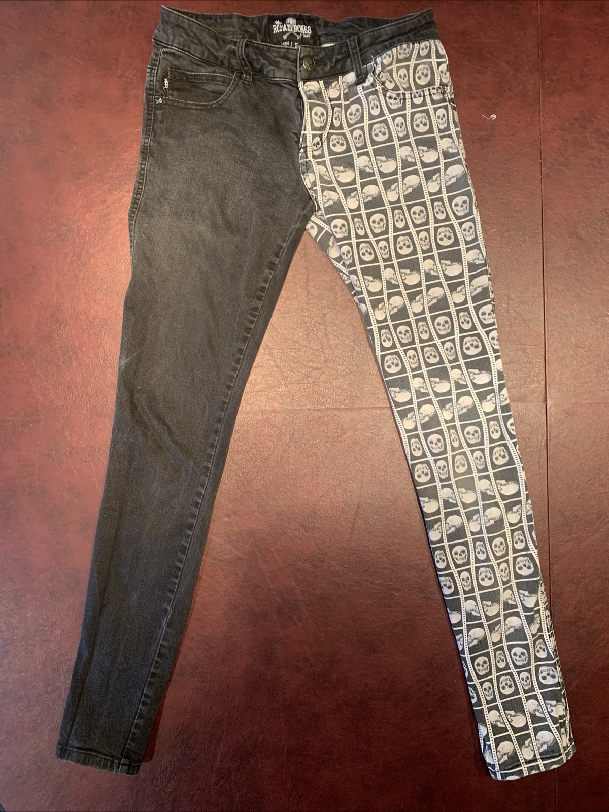 Royal Bones Split Pattern Jeans black/white skull pat… - Gem