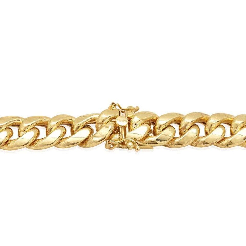 14K Yellow Gold 9.5mm Miami Cuban Chain Box Lock (Hollow) 24"-30" | eBay