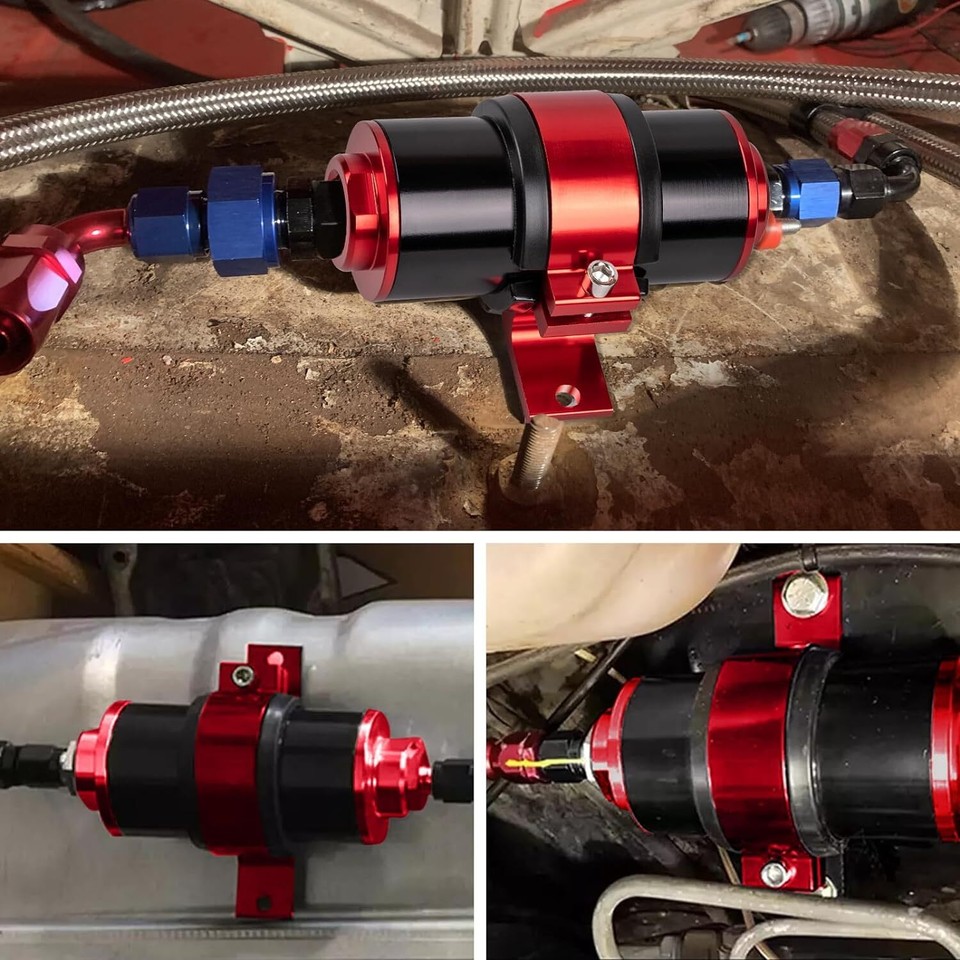 High Flow Universal Inline Fuel Filter 100 Micron Cleanable AN6 AN8 ...