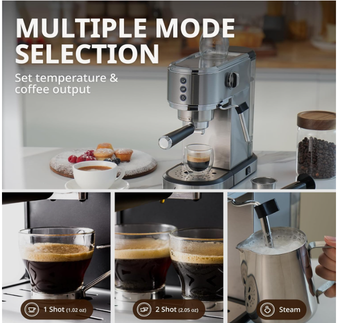 Espresso Machine With Milk Frotherstainless Steel Espresso Maker 20 Bar ...