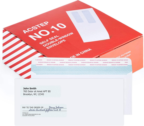 #10 500Pack Double Window Envelopes Self Seal Security Envelopes for ...