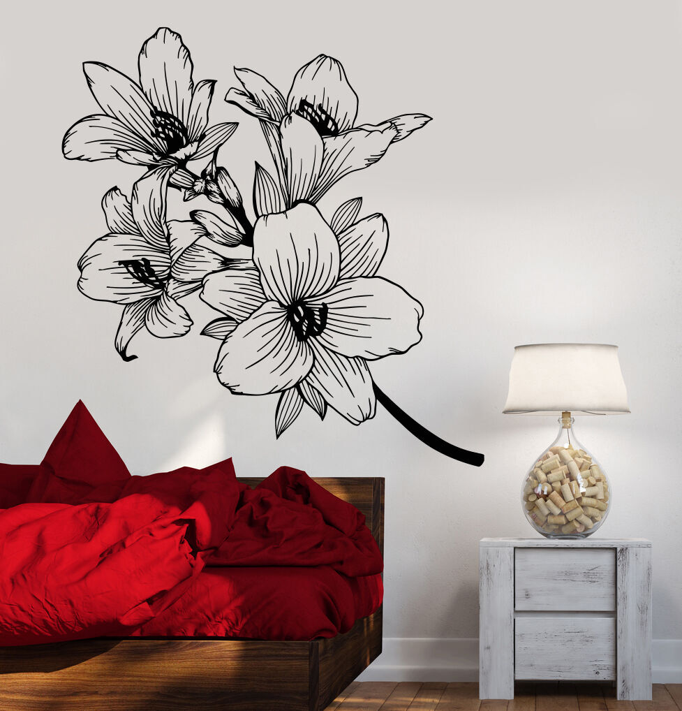 Vinyl Wall Decal Beautiful Flowers Branch Garden Room Decor Stickers ...