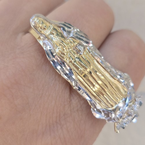 14k yellow Gold Virgin Mary Two finger Ring Size | eBay