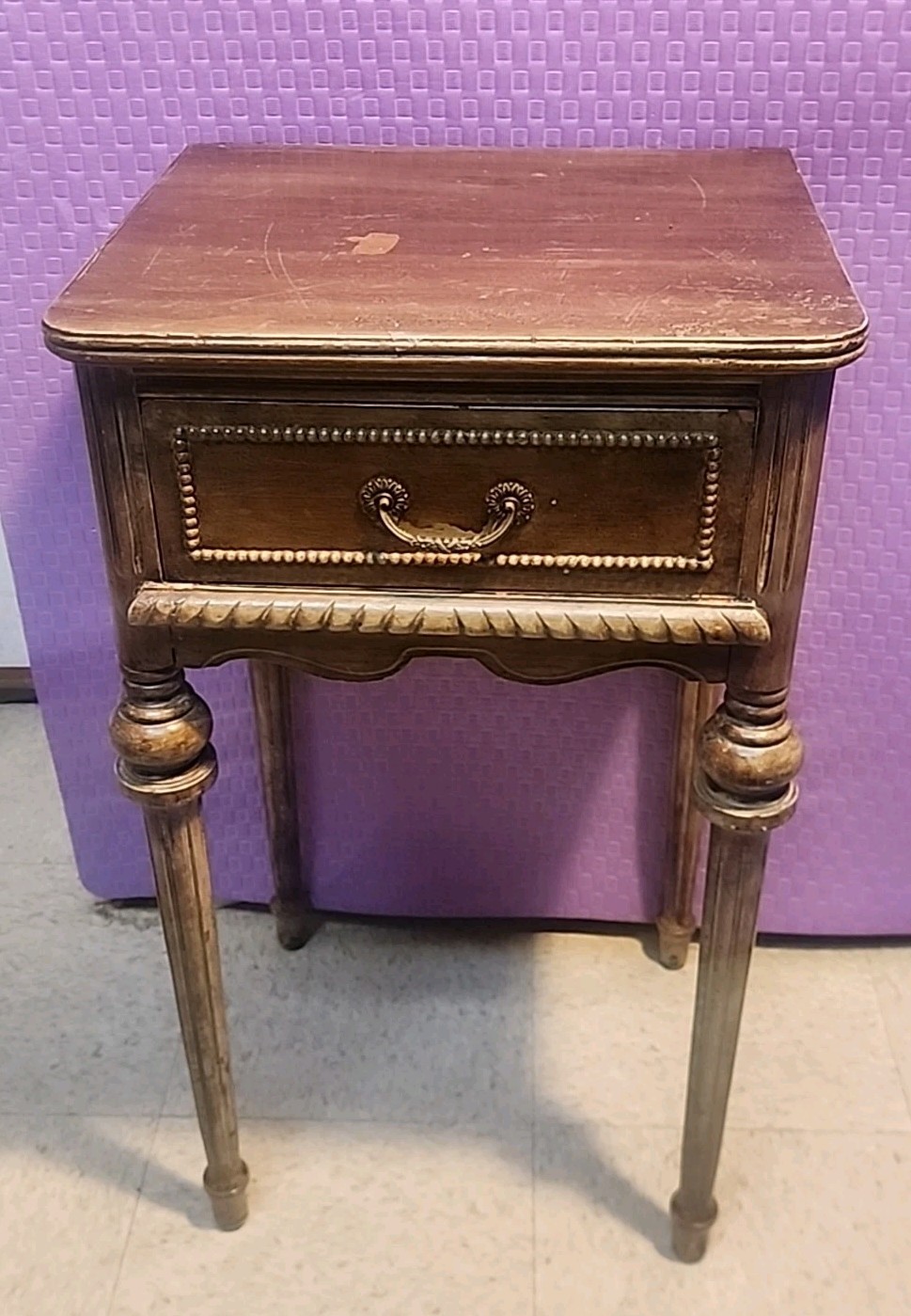 Antique Single-Drawer Stand Not Sure ,oak Cherry Wood,Heavy Piece ...