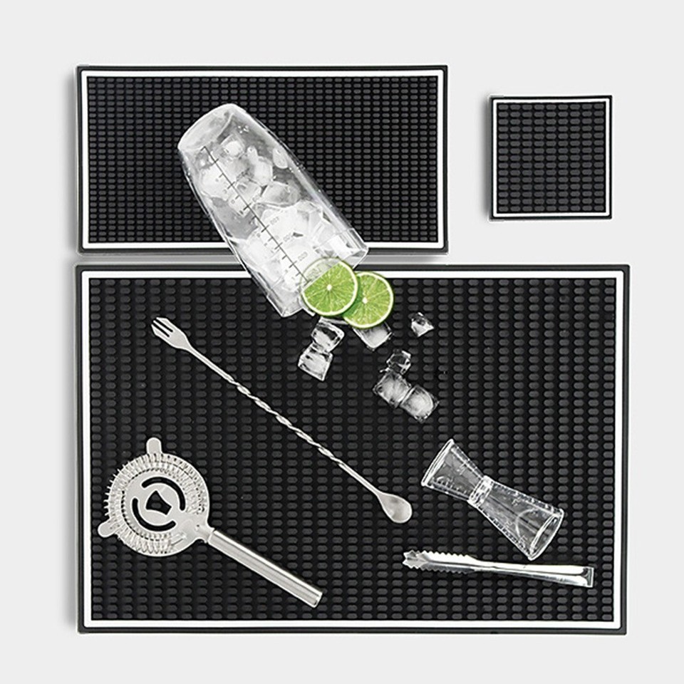Cocktail Pad Bar Mat 10*10CM/15*30CM/30*45CM Black Decoration Drip Mat ...
