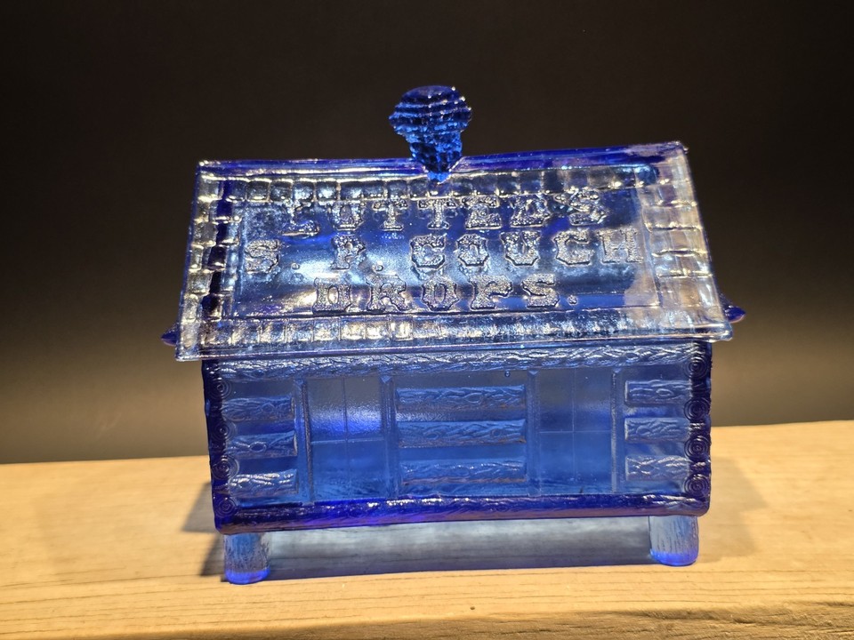 Vintage Style Cobalt Blue Depression Glass Cabin Candy Dish Box | eBay