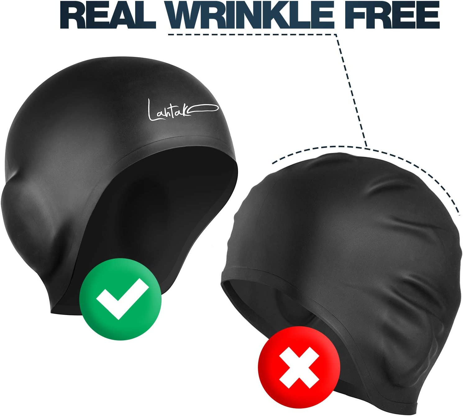 Swim Caps Ear Protection 3D - Swimming Cap for Women Men - Silicone ...