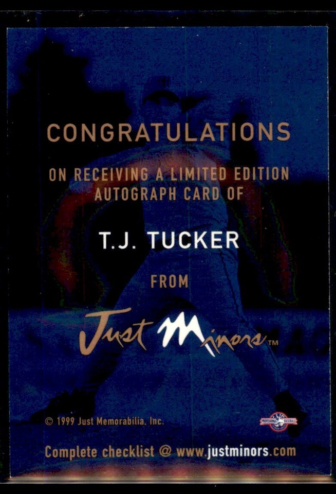 T.J. Tucker 1999 Just Minors Autographs Rookie Auto #NNO Harrisburg ...