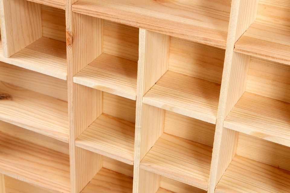 Multi Compartment Wooden Wall Storage Display Unit Shelf 51 Sections ...