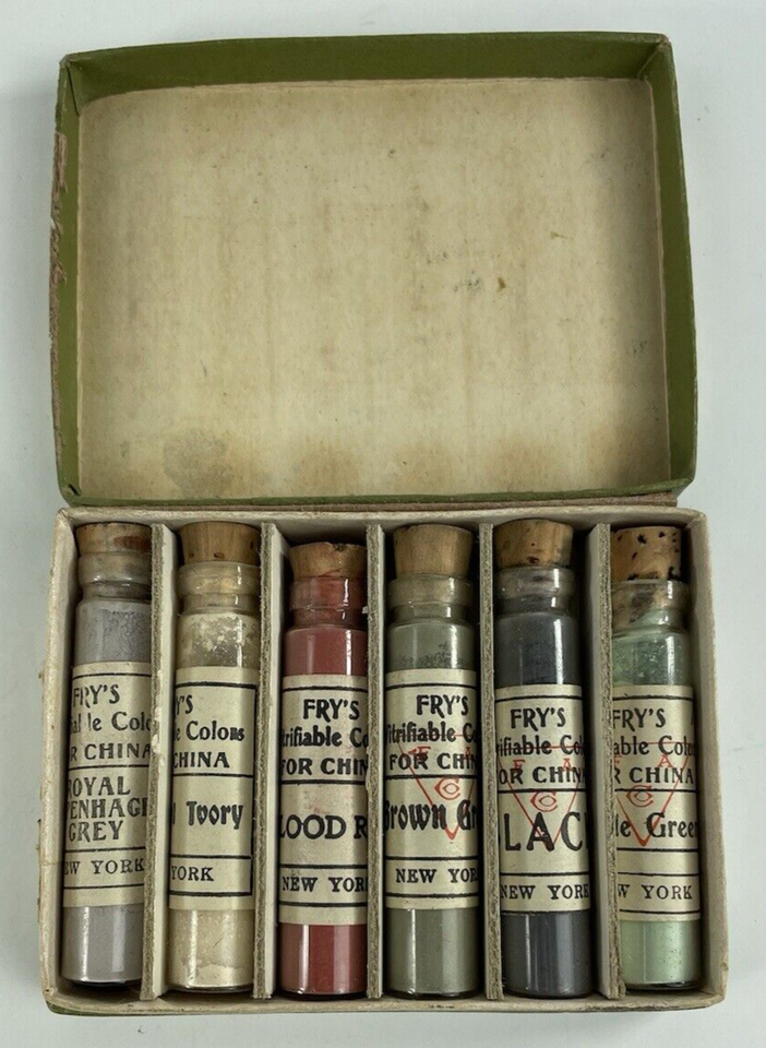 Fry's Powder Minerals Antique Glass Vials Various Colors 2 Boxes 12 ...