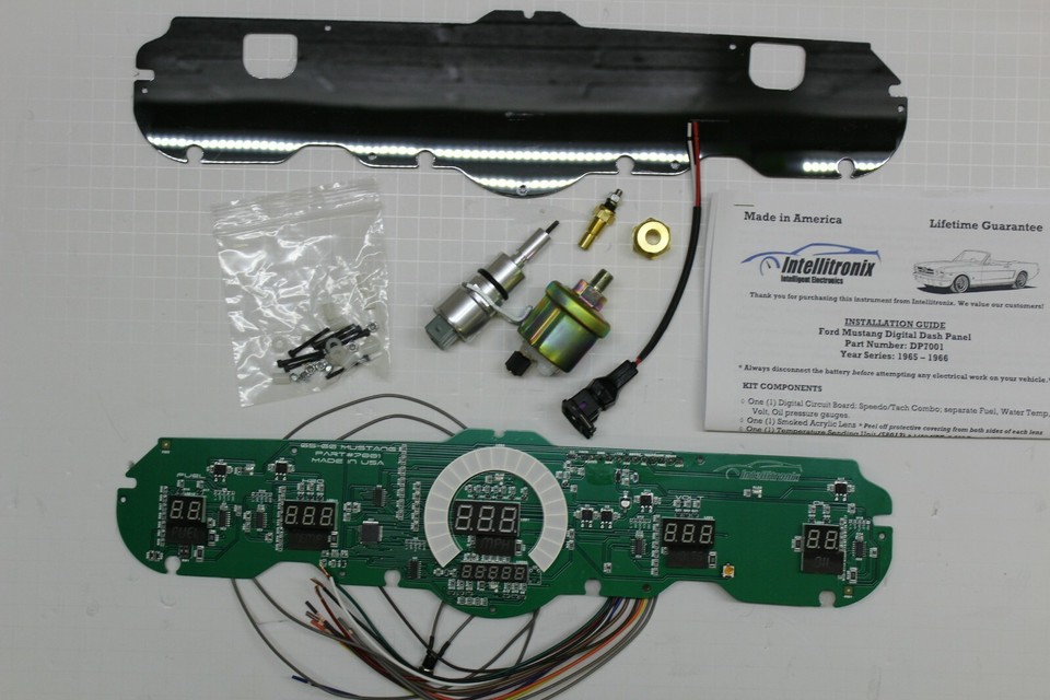 1965-1966 Ford Mustang Digital Dash Gauges Instrument Cluster Green LED ...