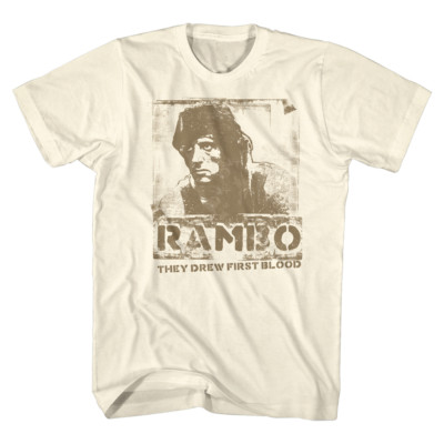 JOHN RAMBO T-SHIRT Mens New Sizes SM - 5XL BLAME Natural Color 100% ...