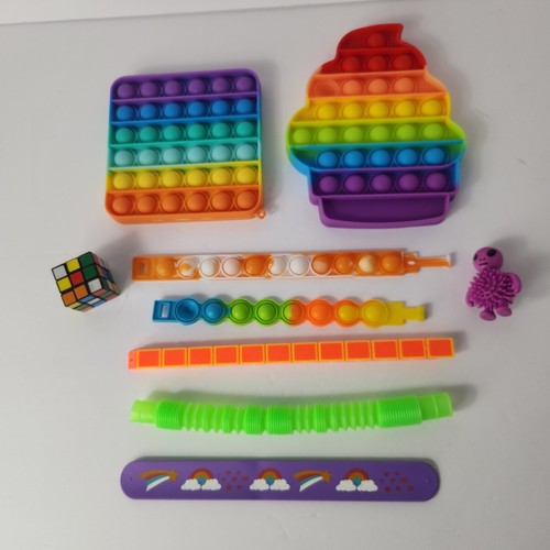 Poppit Pop Tube Fidget Bubble Silicone Sensory Toys LOT OF 9 Mini ...