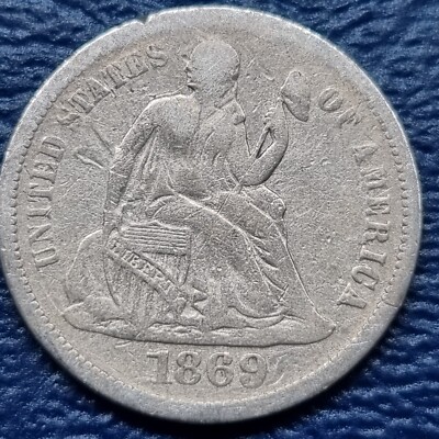 1869 S Seated Liberty Dime 10c Better Grade VF #72286 | eBay