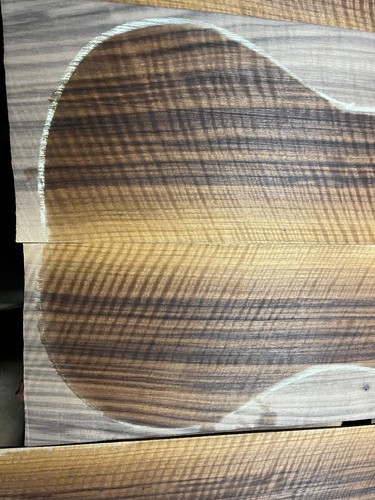 AAAA super fiddleback figured walnut tonewood guitar luthier set back ...