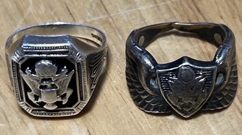 Vintage Sterling Silver WWII ARMY RINGS LOT OF 2 / 1 Sterling 1 Silver ...