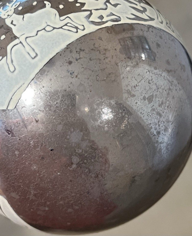 VTG 1950s Shiny Brite Ball Ornament Blue Silver Deer in Snow Trees ...