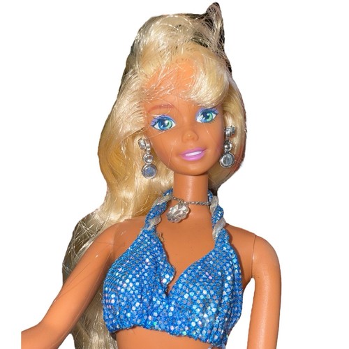 1995 Sparkle Beach Barbie Doll Mattel #13132 Jewelry Blue Silver ...