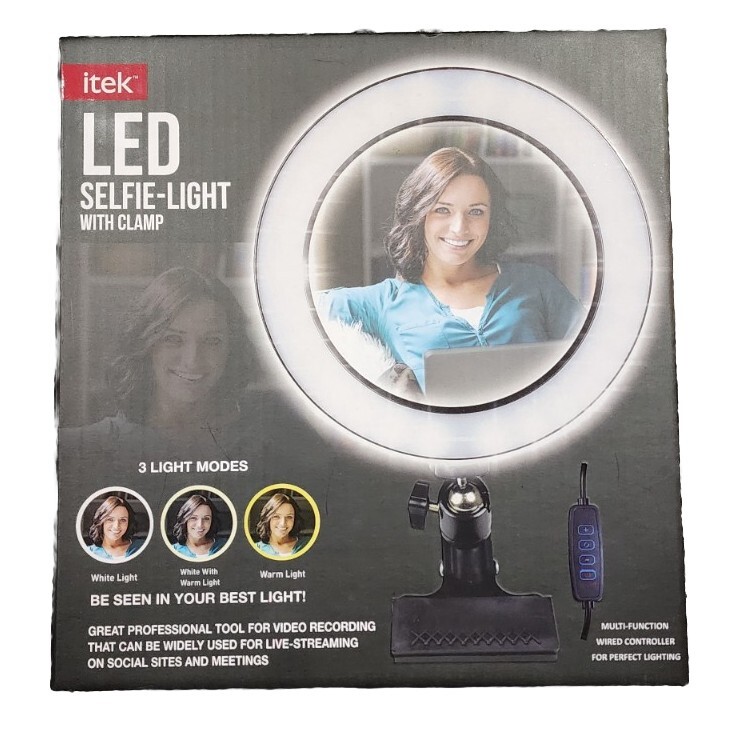 ITEK LED SELFIE-LIGHT WITH CLAMP 3 LIGHT MODES RING LIGHT 8" | eBay