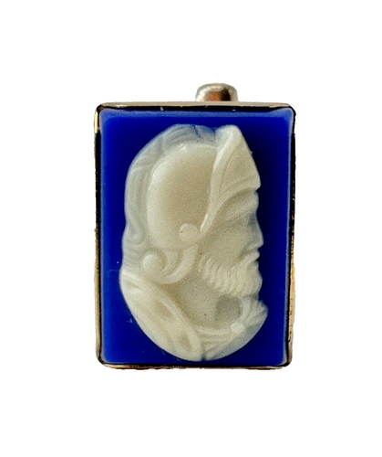 Vintage Single Cufflink White and Blue Soldier Knight Cameo | eBay