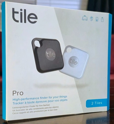 Tile Pro 2-Pack Bluetooth Tracker 400ft Black White T1101 Replaceable ...