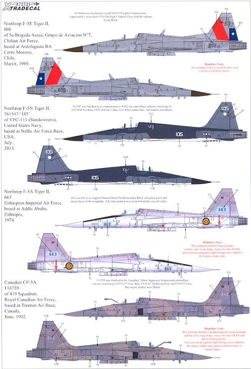 Xtra Decals 1/72 NORTHROP F-5 TIGER II Worldwide Collection Part 1 | eBay