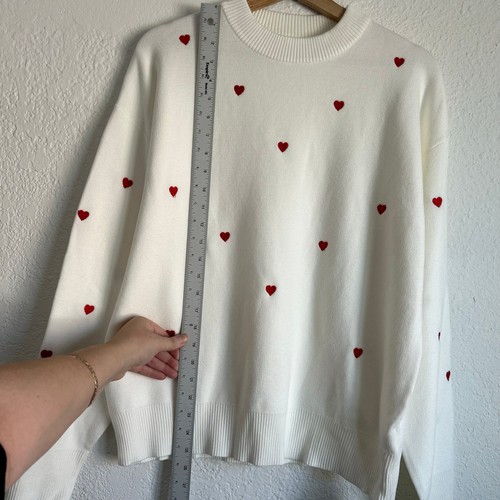 Commense Cotton Blend Oversized Embroidered Heart Sweater XS NWT | eBay