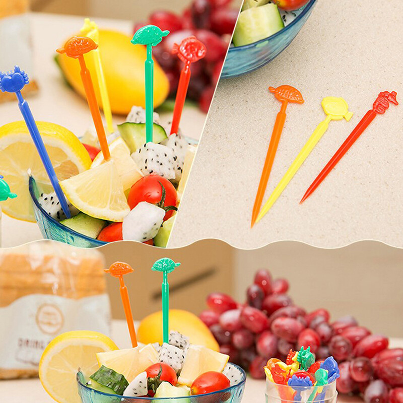 18Pcs Cartoon Fruit Forks Bento Box Forks Ocean Style Fruit Cake ...