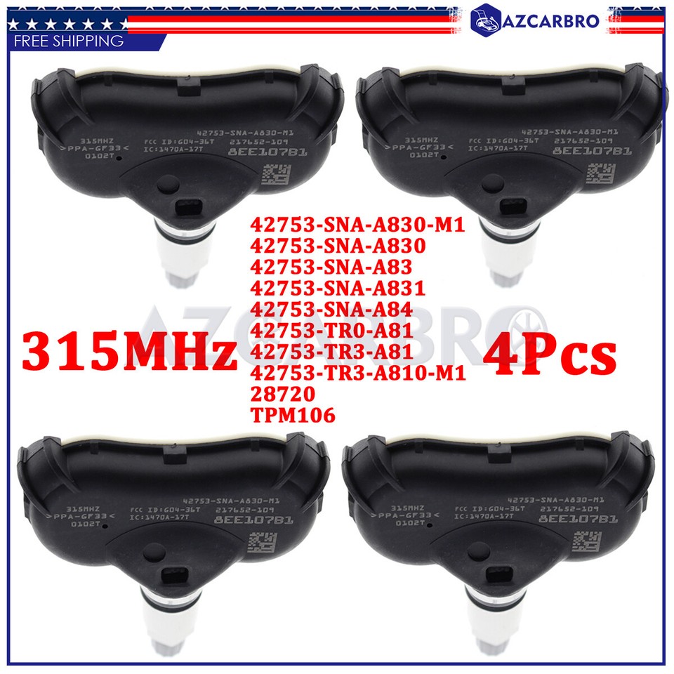 4 PCS TIRE PRESSURE SENSOR TPMS For Honda CRZ Insight Odyssey Element ...