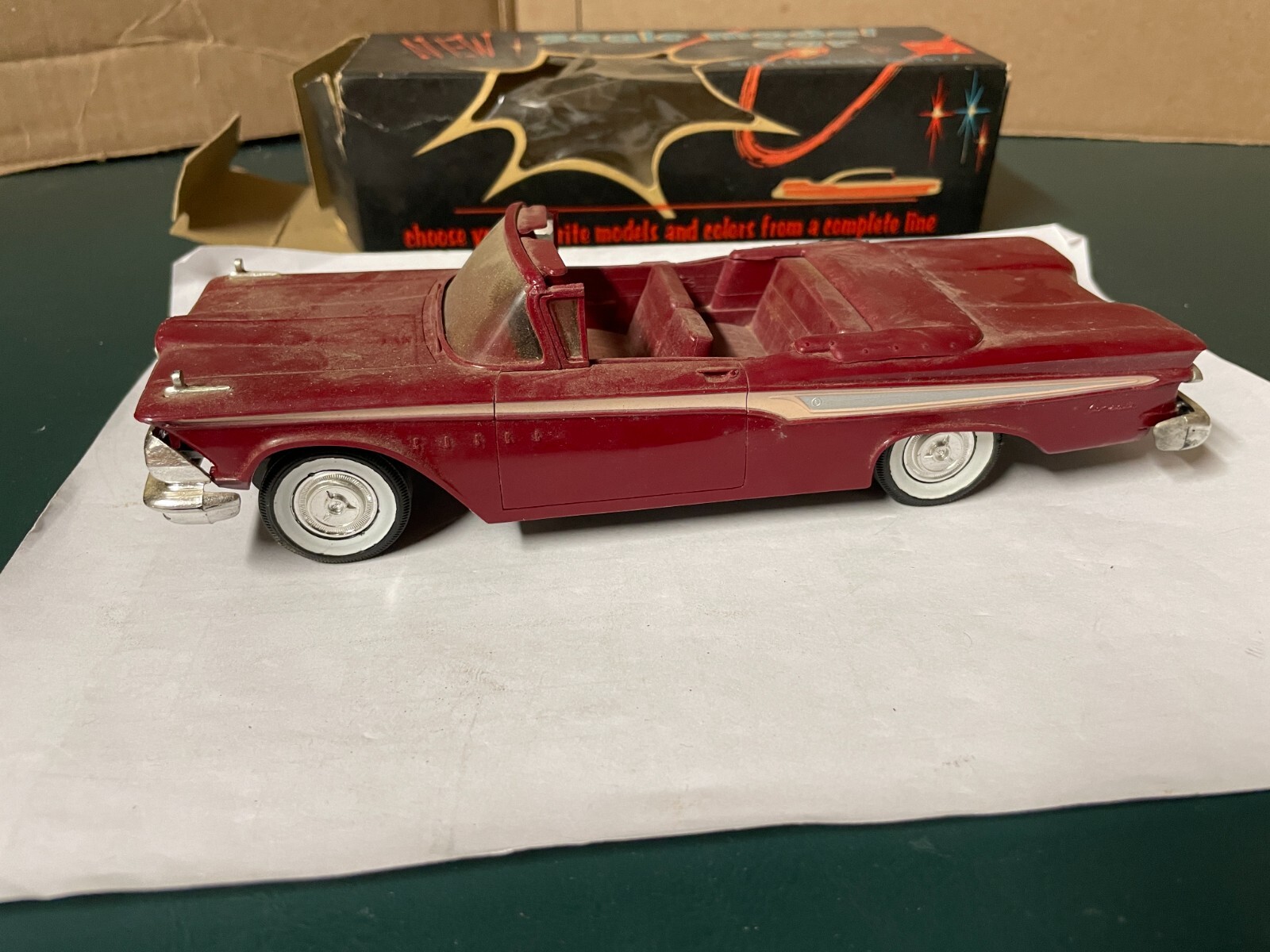 Vintage AMT 1959 Ford Edsel Corsair Convertible Velvet / Maroon Promo w ...