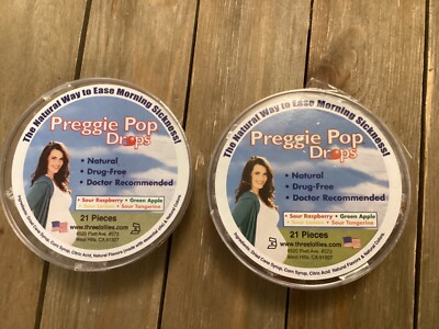 Two Pack Preggie Pop Drops for Morning Sickness 21 Pieces Assorted Sour ...