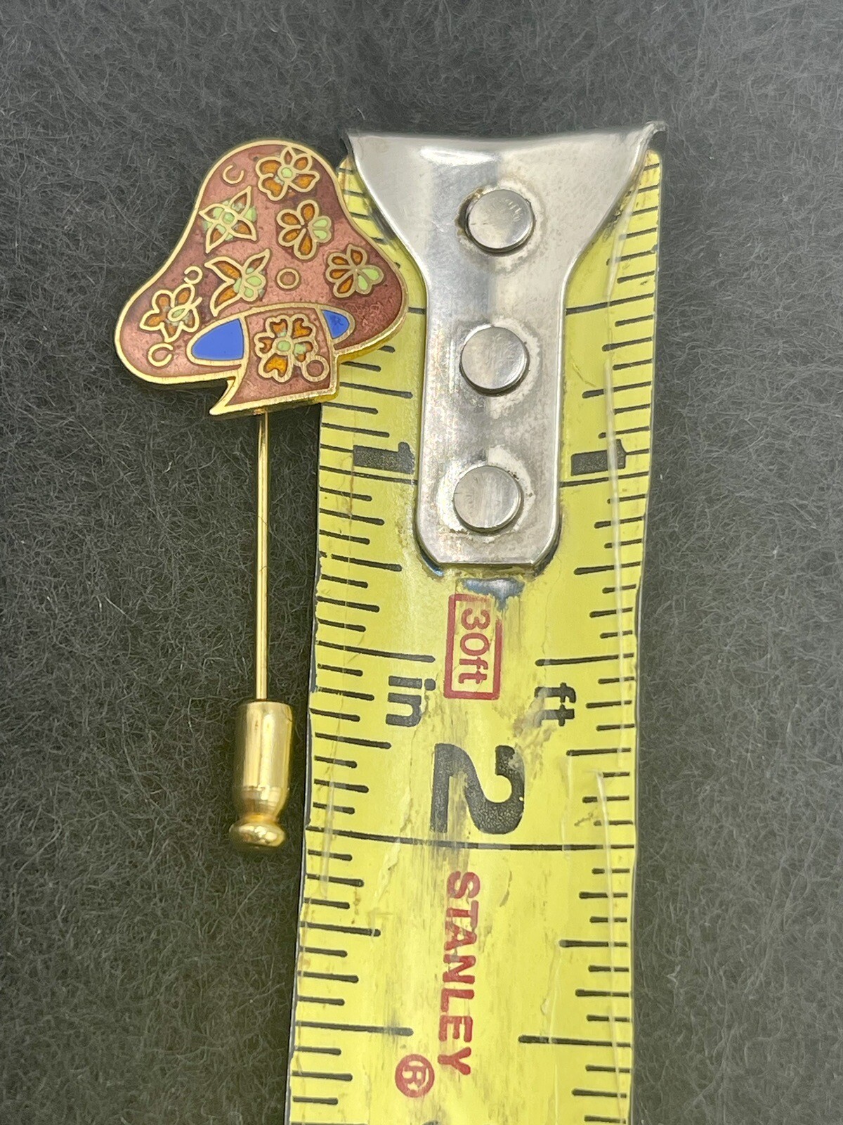 Vintage Gold Tone Cloisonné Mushroom Shroom Stickpin Lapel Stick Pin ...
