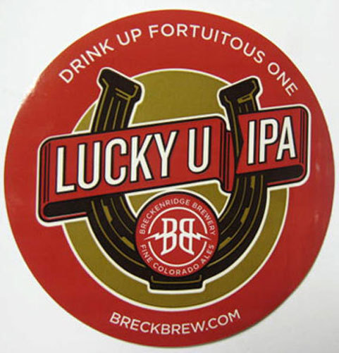 LUCKY U IPA Beer STICKER Breckenridge Brewery, COLORADO, Drink Up ...