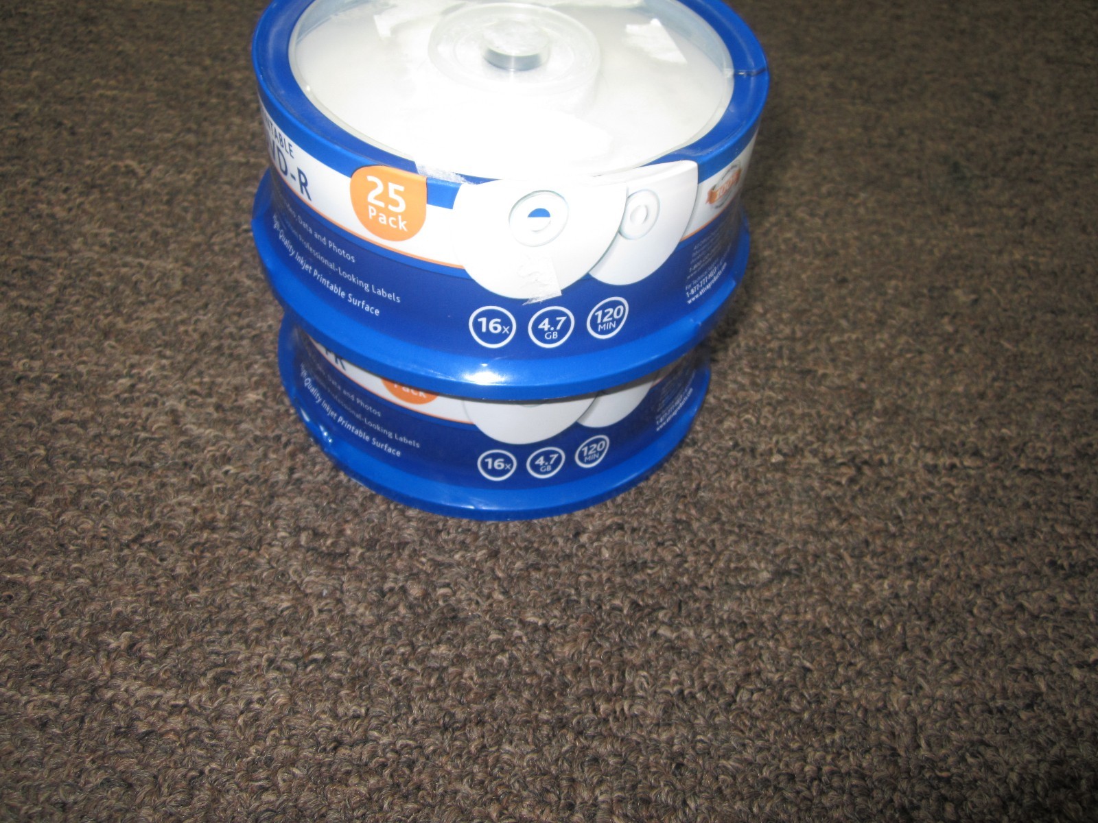 LOT OF 2 x New ativa PRINTABLE 1(DVD-R) 1(DVD+R) 25 Pack 16x 4.7GB 120 ...