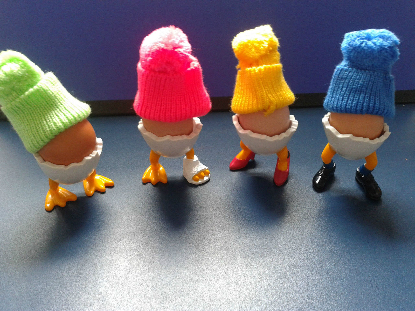 Novelty Egg cups hand painted Lovely 4 Egg Cups 4 Groovy Hats Great ...