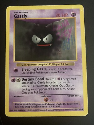 Pokemon Card Gastly 50/102 Base Set SHADOWLESS MP-HP | eBay