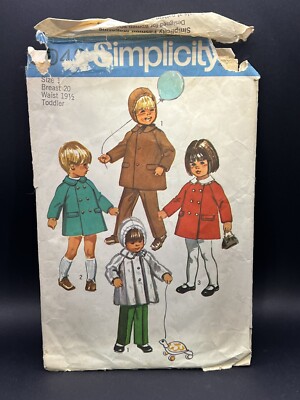 Simplicity 9042 Pattern Coat Pants Size 1 Toddler Precut Vintage 1970 ...