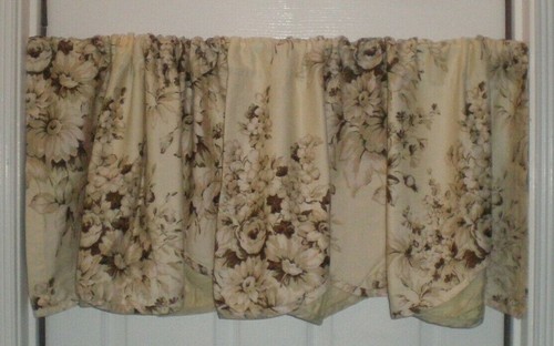 Waverly Home Peak-a-boo Valance with Brown Roses Cream Polka Dot ...