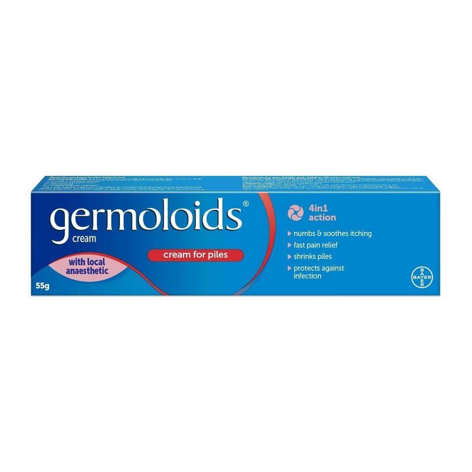 Germoloids Haemorrhoid Cream, Piles Treatment with Anaesthetic, 55 g ...