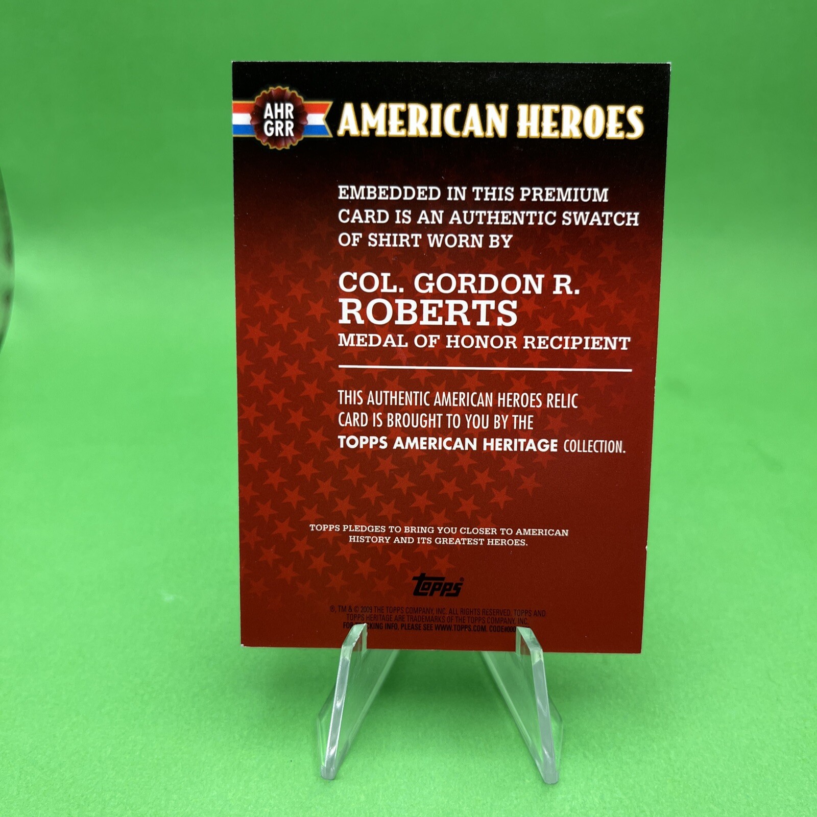 2009 Topps Heritage American Heroes Authentic Worn Shirt Col. Gordon R ...