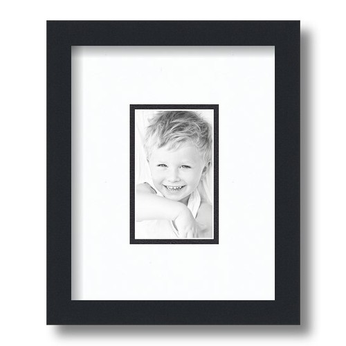 ArtToFrames Matted 7x9 Black Picture Frame with 2" Double Mat, 3x5 ...