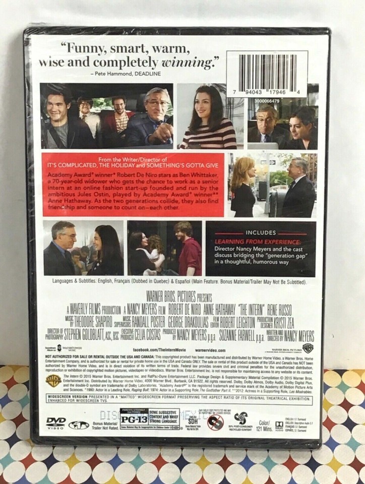 Intern / DVD PG-13 Movie / Robert De Niro / Anne Hathaway / Office ...