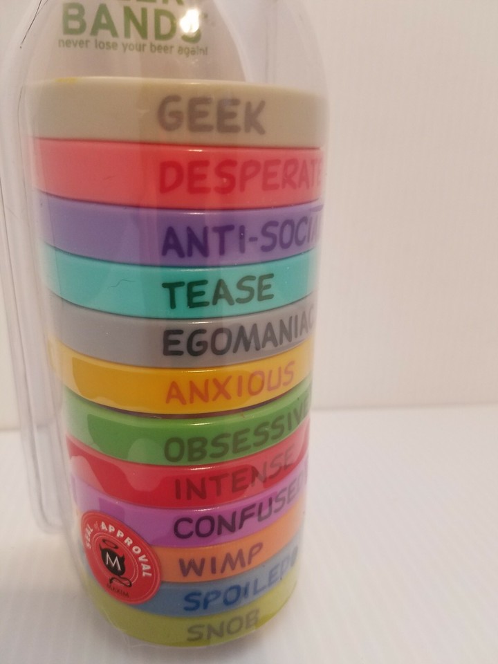 Fred Beer Bands Set 12 Personality Drink Markers Bottle or Can new FREE ...